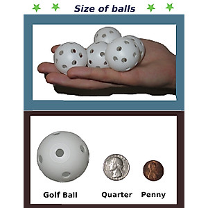 Sysnadura Airflow Hollow Practice Golf Balls - 50 Pieces White Plastic Sports Ball 1 5/8'' diameter with Mesh Storage Bag