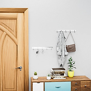 LEMONIDEA Stainless Steel Hooks Rack Wall Mounted Key Holder Coat Hook Towels Clothes Hangers Rail for Kitchen, Bathroom, Laundry Room - Set of 2