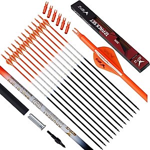 SOPOGER 30 Inch Arrows for Compound Bows - Practice Arrows 500 Spine 12 Packs Hunting Carbon Arrows for Archery Recurve Bow Target Practice Shooting (Orange)