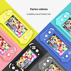 Switch Lite Case Protective Case for Nintendo Switch Lite, Case Compatible with Nintendo Switch Lite Hand Grip Case with Detachable TPU+Built-in PC Screen Protector & 2 x Thumb Grip Caps (Navy Blue)