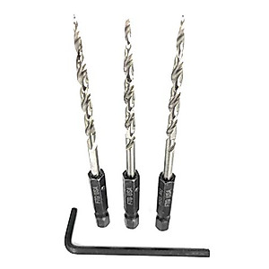 FTG USA Replacement Tapered Countersink Drill Bit Set 3 Pc (#4) 7/64" Countersink Bit Same Size Bit Replacement Only, Countersink Replacement Drill Bit FTG Maximum Torque Wood Bits Secured with Pin