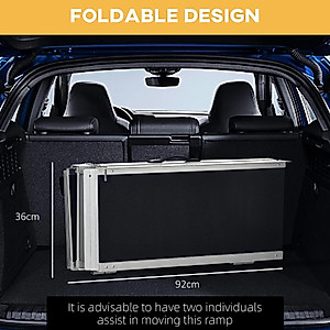 HOMCOM Wheelchair Ramp 6FT, Folding Aluminum Threshold Ramp with Non-Slip Surface, Transition Plate, 594lbs Weight Capacity for Home, Doorways, Curbs, Steps