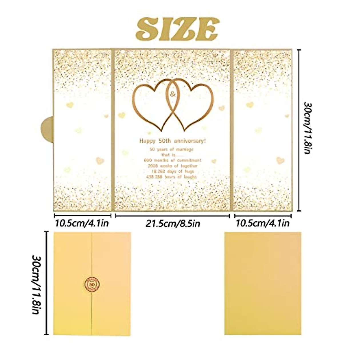Trgowaul Gold 50th Wedding Anniversary Guest Book Alternative, 50th Anniversary Decorations, 50 Years of Marriage Signature Certificate Board, Happy 50 Anniversary Party Supplies Gift Card Men Women