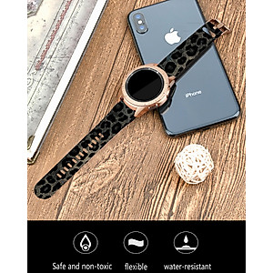 20mm Luxury Silicone Sport Bands Compatible for Samsung Galaxy Watch 6/Watch 5/Galaxy Watch 4 40mm 44mm/Classic 42mm 46mm/Watch 3 41mm, Active 2 Watch Bands,Leopard cheetah Skin Replacement Strap for