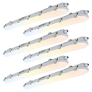 Bekada 4FT LED Vapor Tight Light 60W/50W/40W Selectable, Vapor Proof Fixtures 3500K/4000K/5000K Dimmable, LED Shop Light IP65 Waterproof for Carport, Garage, 100-277Vac, 7800LM UL Listed 6 Pack