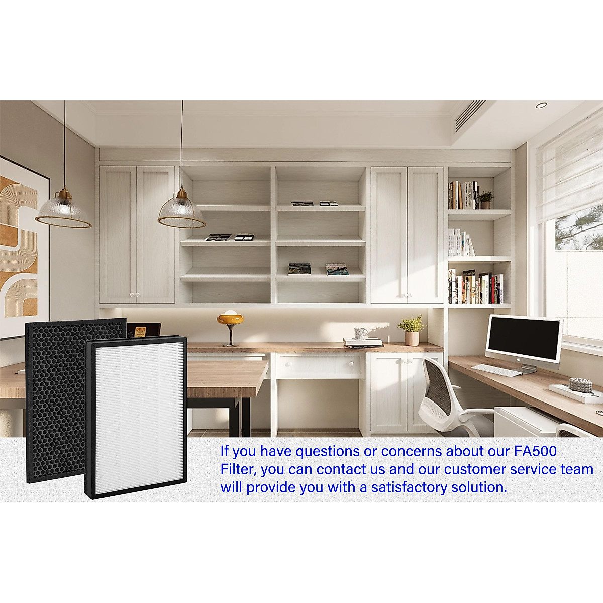 Replacement Filter Compatible with FAMREE FA500: H13 True Hepa Filter Compatible with FAMREE FA500 and Aiper KJ200 Air Purifiers with High Efficiency Activated Carbon, 2 Pack