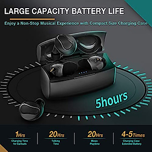 YW YUWISS Bluetooth 5.0 True Wireless Earbuds Touch Control with Charging Case Cordless in Ear Headphones IPX4 Waterproof with Noise Cancelling Mic for Apple iPhone Android Samsung