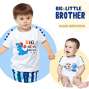 WAWSAM Big Brother Little Brother Matching Outfits Big Bro Little Bro Sibling Shirt Set Dinosaur Matching Outfit Gifts Included Big Bro. T Shirt Lil Bro Bodysuit Set