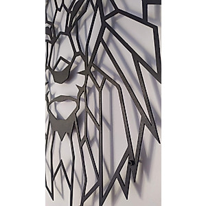 SOFT ART HOME Modern Wall Art Lion Head, Geometric Metal Wall Decor Size 20”Hx16”W for Home, Office and Living Room, Africa Themed House Warming Gift