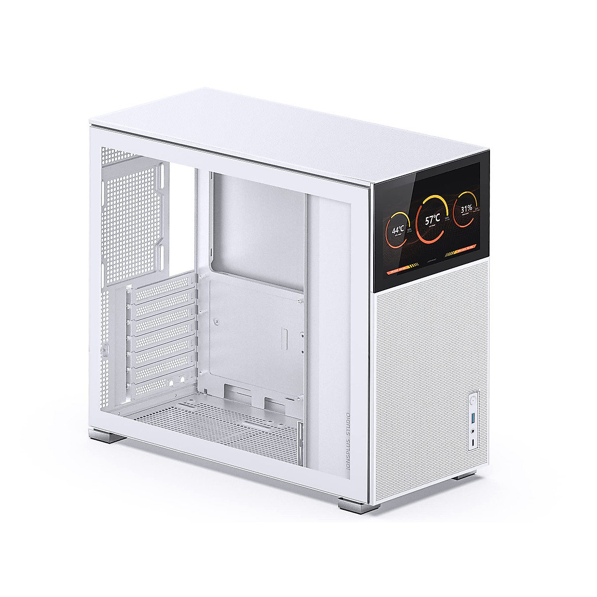 JONSBO D41 MESH SC White ATX Computer Case with Screen,ATX/M-ATX Mainboard/Support RTX 4090(335-400mm) GPU 360/280AIO,Power ATX/SFX: 100mm-220mm Multiple Tool-Free Design,White