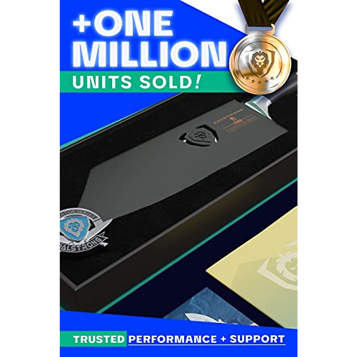 Dalstrong Chef & Cleaver Knife - 8 inch - The Crixus - Gladiator Series Elite - German HC Steel - Hybrid Razor Sharp Kitchen Knife - Black G10 Handle - Sheath Included - Chef Knife - NSF Certified