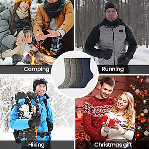 JaGely 24 Pairs Mens Hiking Wool Socks Warm Thermal Men Sock Set Athletic Thick Winter Boot Socks for Cold Weather, One Size, Multicolored