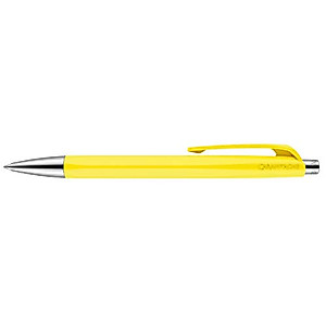Caran Dache Ballpoint Pen, Lemon Yellow, with SwissRide Blue Medium Cartridge