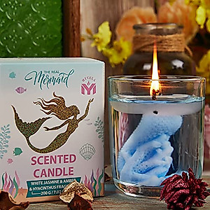 Scented Candle,Gift for Women,Natural no Toxic Jelly Gel Organic Jasmine Scented Candle,Amber and Soy Wax Mermaid Jar Candle for The Family for Decoration,Birthday Gift Idea,7.07 oz