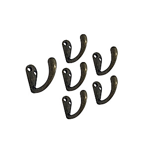 QCAA Single Prong Hook Hanger, Zinc Die Cast (6pack, Antique Brass)