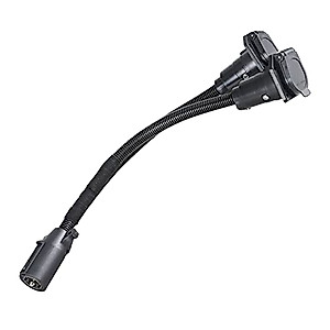 Oyviny 7 Way Y Splitter Trailer Adapter for Pulling Slide in Camper and Trailer, 7 Way Female to Dual 7 Way Male Trailer Connector 20.5 Inches