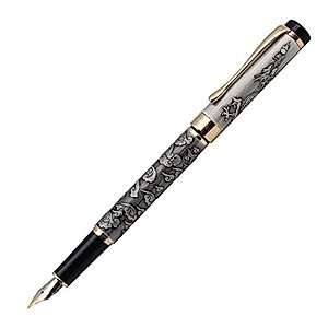 zoohot Ancient Silver Jinhao Dragon Fountain Pen Fine Nib Executive Fountain Pens Set, Vintage Pens Collection, Business Pen, Ink Refill Converter