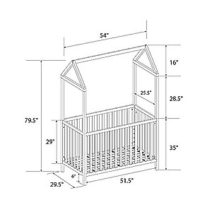 Little Seeds Rowan Valley Skyler 3-in-1 Convertible Crib with Canopy, Dove Gray