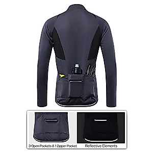 ARSUXEO Men's Half Zipper Cycling Jerseys Long Sleeves MTB Bike Shirts 6031 Gray Size Medium