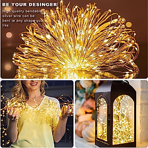 Fairy Lights Battery Operated 1 Pack 16.4Ft 50 LED Silver Copper Wire Twinkle Lights for Christmas Bedroom Indoor Outdoor Wedding Dorm Party Holiday Yard Decoration (Warm White)