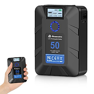 Powerextra V Mount Battery V Lock Battery 50Wh with LCD Screen D-Tap USB-A USB-C Ports Compatible with Broadcast Video Camcorder Sony HDCAM XDCAM Digital Cinema Cameras