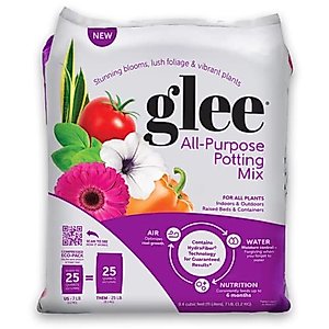 Glee Potting Mix – Lightweight, Compact Potting Soil for Growing Indoor and Outdoor Plants | Expands to 25 qt. from 0.4 to 1 cu ft (One Pack)
