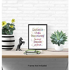 Laughter Inspirational Quote Home Decor - Dreams 8x10 Wall Art Decoration Poster print for Baby, Boy, Girl or Kids Bedroom, Nursery, Office, Living Room - Gift for Fans