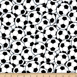 Timeless Treasures Packed Soccer Balls White, Fabric by the Yard