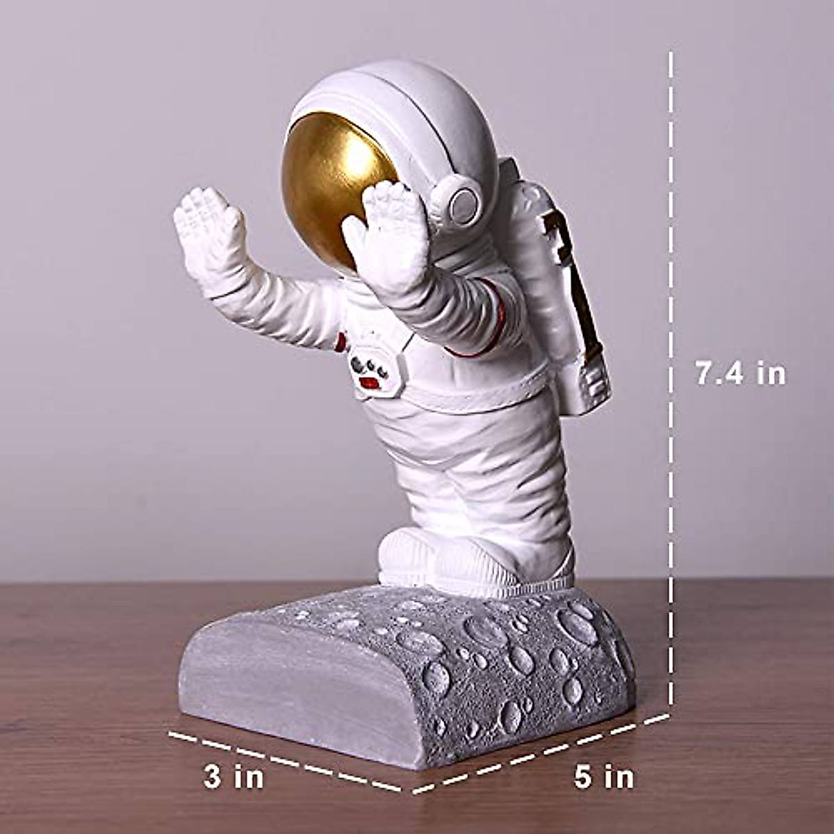 Joyvano Astronaut Bookends - Book Ends to Hold Books - Space Decor Bookends for Kids Rooms - Bookends for Heavy Books - Unique Book Holders with Anti-Slip Base (Gold)