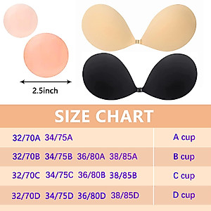 Albrta Sticky Bra, 2 Pairs Adhesive Bra, 2023 Upgrade Sticky Bras for Women Push Up, Invisible Sticky Boobs, Backless Strapless Bras for Women with Nipple Covers C