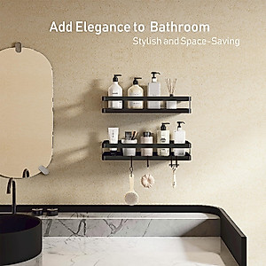 WXCGX Shower Caddy 2 Pack - Shower Organizer for Extra-Large Bathroom Storage with 4 Removable Hooks - Rustproof Bathroom Shower Shelves - Adhesive Or Drilling Wall Shower Shelf for Inside Shower