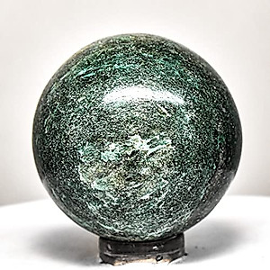 38mm Deep Green Jade Sphere Sparkling Natural Mineral Ball Polished Nephrite Crystal Stone - India + Stand