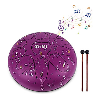 Steel Tongue Drum, 11 Notes 10 inches Rain Drum for Garden Instrument with Bag, Music Book, Mallets, Finger Picks, Drum Mallets Holder, for Camping, Meditation or Yoga (Blue)