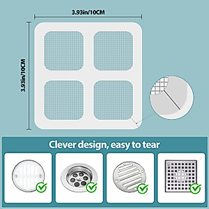 30 PCS, 4" X 4" Disposable Shower Drain Cover Hair Catcher Shower Drain Mesh Stickers, Kitchen, Laundry, Bathtub,Bathroom, Sink, for Human and pet Hair