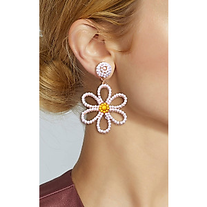 BVGA Women's flower Daisy Drop Earrings Handmade Beaded Sun Flower earrings for Parties