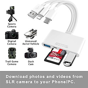 5-in-1 Memory Card Reader, USB OTG Adapter & SD Card Reader for i-Phone/i-Pad, USB C and USB A Devices with Micro SD & SD Card Slots, Supports SD/Micro SD/SDHC/SDXC/MMC