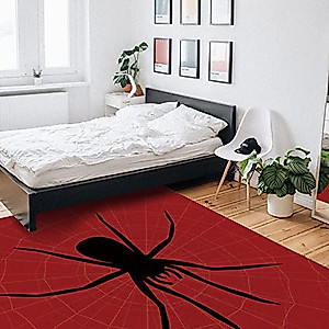 Area Rug Indoor Carpet Black Spiders Web Burgundy Red Back Happy Halloween Home Decor Soft Rugs Collection Comfy Floor Mat Horror Animals Accent Rugs for Bedroom Living Room Kids Room36x60In