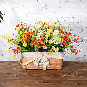 WILLBOND 12 Pieces Faux Flowers Faux Daisy Wildflowers Greenery Shrubs Plants for Home Outdoor Wedding Decoration Farmhouse Outside Garden Planter Decor