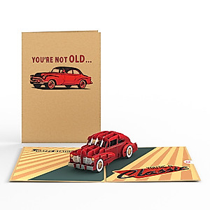 Lovepop Happy Birthday Pop-Up Card for Her and Him- 3D Disney Birthday Greeting Cards for Boys, Girls, Men, Women - You're Not Old - 5" x 7" Classic Car Card - Blank Note Card & Envelope Included