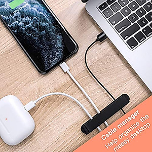 pzoz Cable Clips, 3 Pack Cord Organizer Charger Cable Management for Organizing Home Office Desk Phone Car Cable Wire, Self Adhesive Cord Holders (Black)