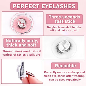 Self Adhesive Eyelashes,Reusable Self adhesive Eyelashes,No Glue Reusable Adhesive Eyelashes,False Eyelashes Natural Look,Self Sticking Eyelashes for Women (Pack of 2 Pairs)