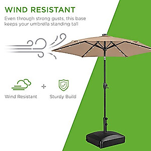 Best Choice Products 123lb Capacity Fillable Mobile Umbrella Base Heavy Duty Market Stand for Patio, Deck, Poolside w/ 4 Wheels, 2 Locks, 2 Knobs, Wind-Resistant Design - Black