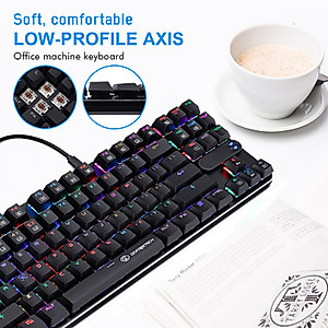 Mechanical Keyboard Wired 87 Keys RGB Gaming Keyboard Brown Switches LED-Backlit Mode Computer Game Keyboard for Office Gaming Gamer