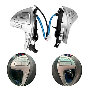 Gorgeri 1 Pair Steering Wheel Button, Multifunction Steering Wheel Control Switch Button Fits for XV40 2007-2011 XU40 2008-2013 (Silver)