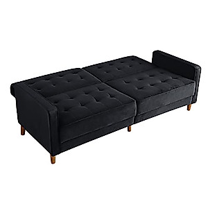 DHHU Adjustable Couch Sleeper Sectional, Loveseat for Living Room, Bedroom or Office, Modern Velvet Upholstered Sofa Bed, Black Color