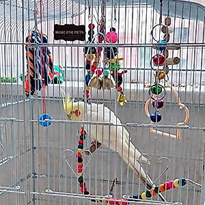 kathson 17 Packs Bird Toys Parrot Swing Chewing Toys, Hanging Bell Birds Cage Toys Colorful Toy for Small Parakeets, Conures, Cockatiels, Macaws, Finches, Love Birds