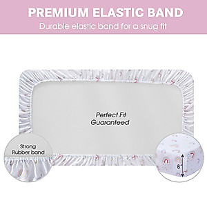 Plushii Crib Sheets for Baby Girls 4 Pack, 28"x 52" Extra Soft Microfiber Crib Sheet Set for Standard Crib & Toddler Mattress Pad, Rainbow & Elephant & Stars & Pink