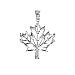 Polished 925 Sterling Silver Maple Leaf Open Design Pendant