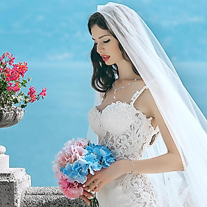 Juicfru Wedding Silver Jewelry Set for Women Cubic Zirconia Necklace Earrings Bracelet Sets for Bride Wedding Costume Jewelry for Bridesmaid