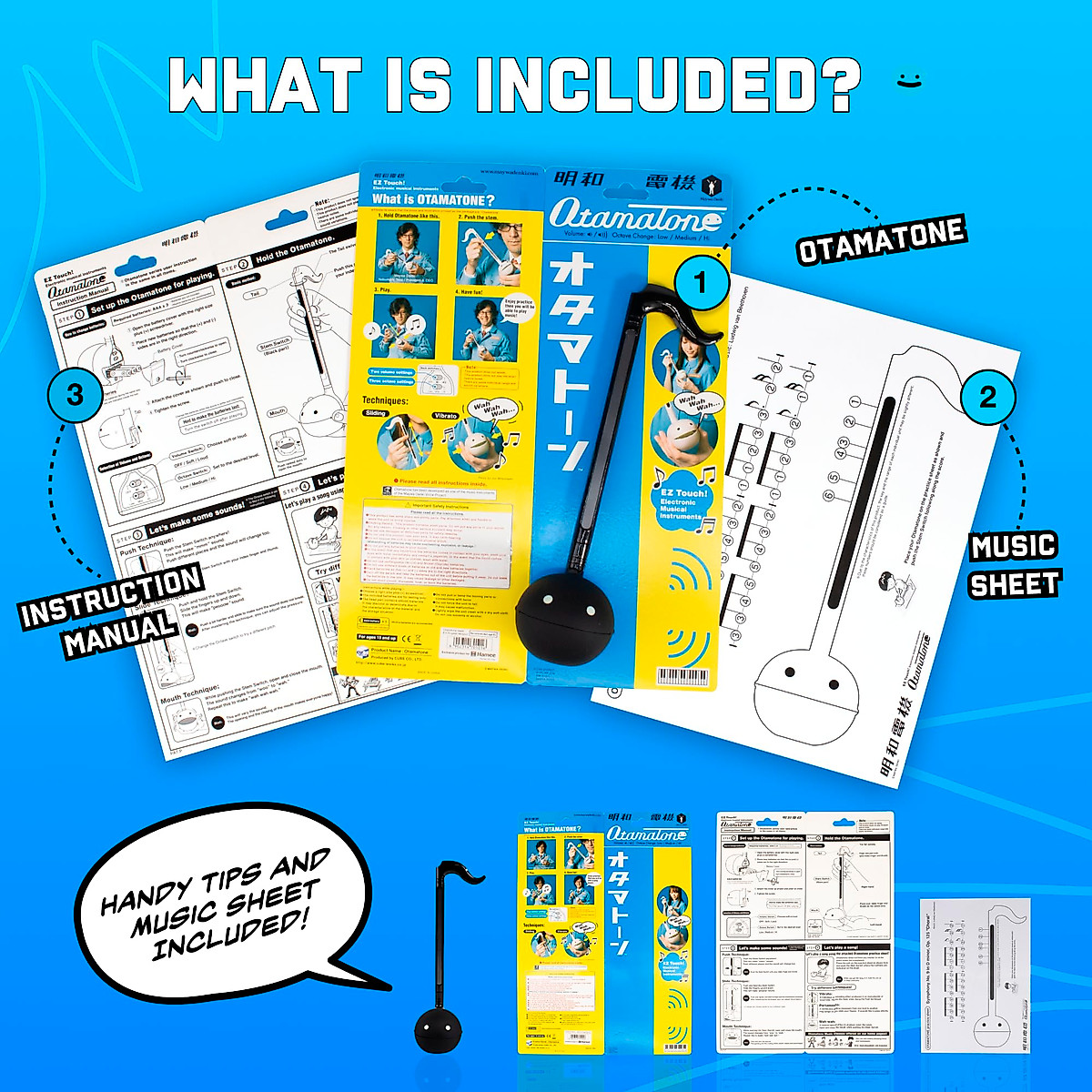 Otamatone Japanese Electronic Musical Instrument Portable Music Synthesizer from Japan by Maywa Denki Studio Award Winning, Educational Fun Gift for Children, Teens & Adults - Black